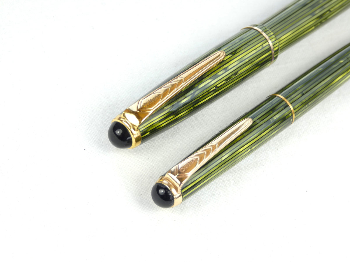 Onoto 22 Fountain Pen/Pencil Set. Striated Green. – Collectablepens